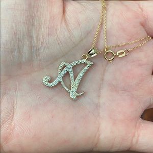 Element Shine | Jewelry | 4k Real Gold Initial Letter M Diamond ...